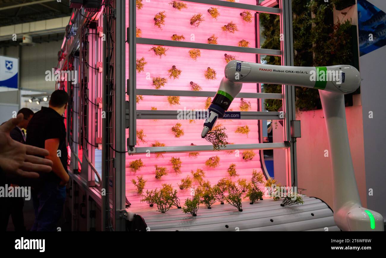 12 November 2023, Lower Saxony, Hanover: A vertical farming concept ...