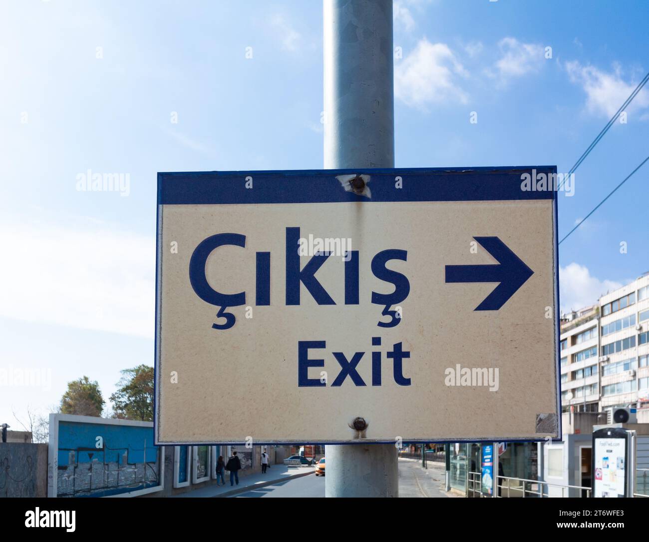 Istanbul, Turkey, Exit sign in the street, Editorial only Stock Photo ...