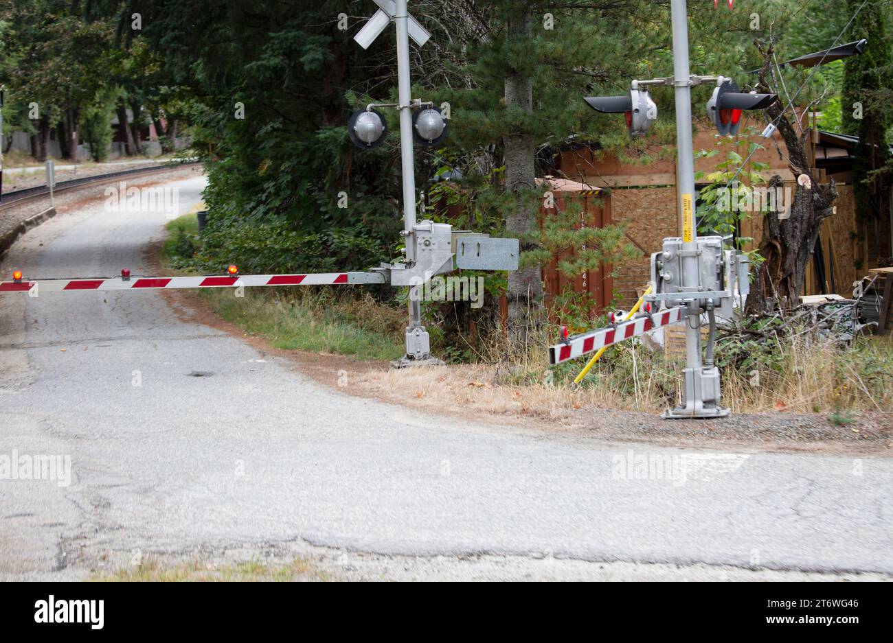 Dual Approach Train Crossing Barriers, British Columbia, Canada Stock ...