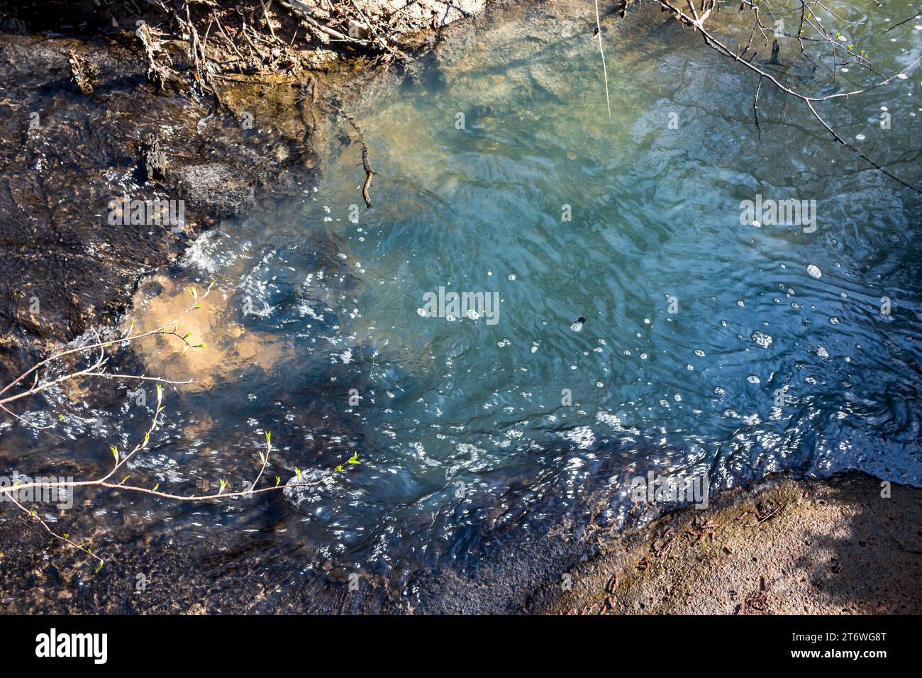 Water running in a stream with a sharp change in depth Stock Photo - Alamy