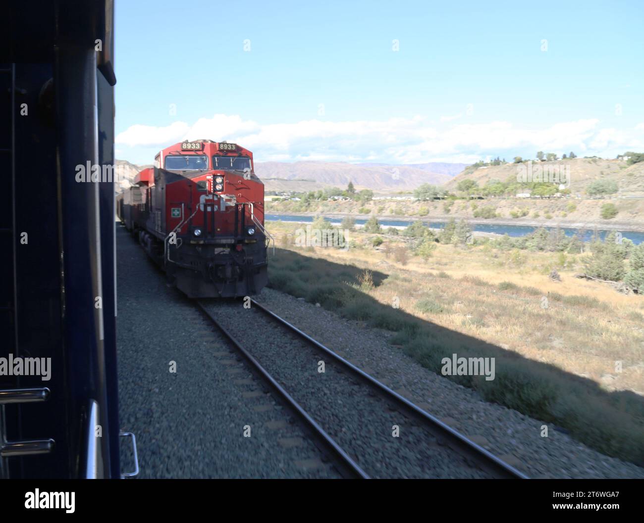 Canadian Pacific Freight Train Engine along the Fraser River, British Columbia, Canada Stock ...