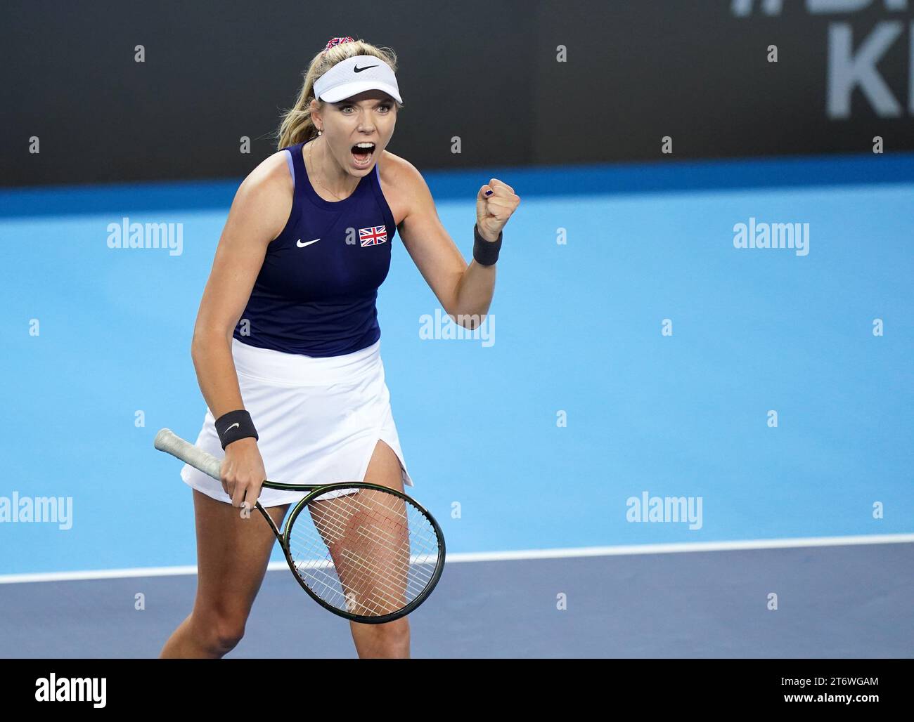 Great Britain's Katie Boulter celebrates winning a point against Sweden ...