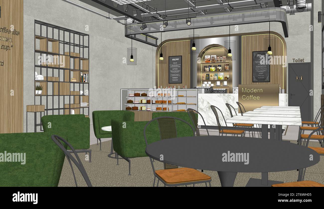 3d render cafe bar interior hi-res stock photography and images - Alamy