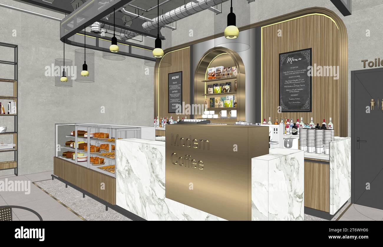 3d illustration restaurant interior design hi-res stock photography and ...