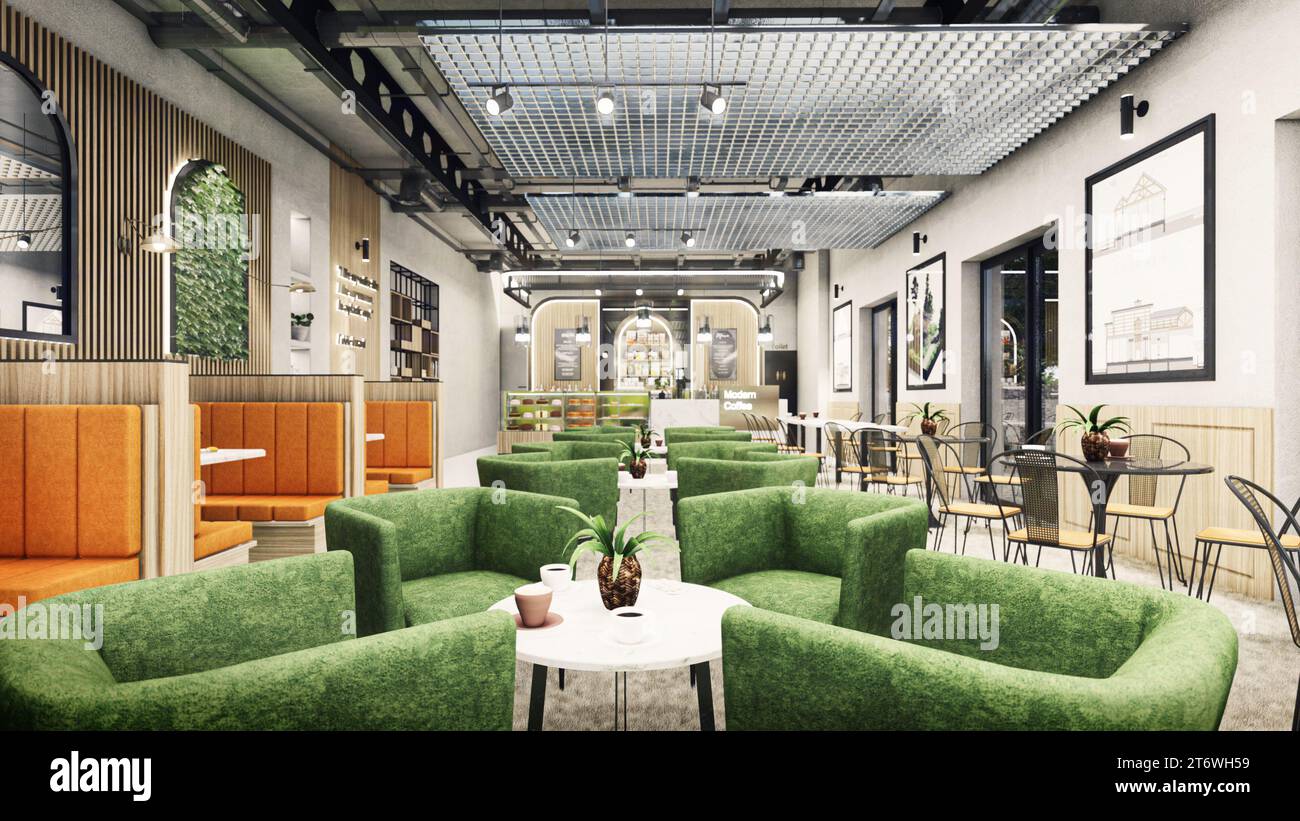 3d render cafe bar interior hi-res stock photography and images - Alamy