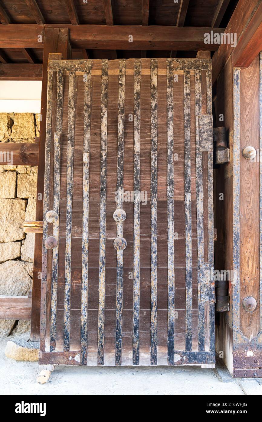 Fukuyama castle in Japan. One of the two doors of the original Sujigane ...
