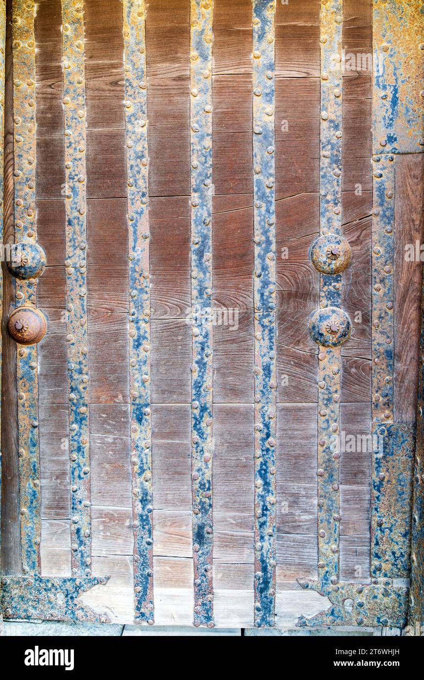 Fukuyama castle in Japan. One of the two doors of the original Sujigane ...