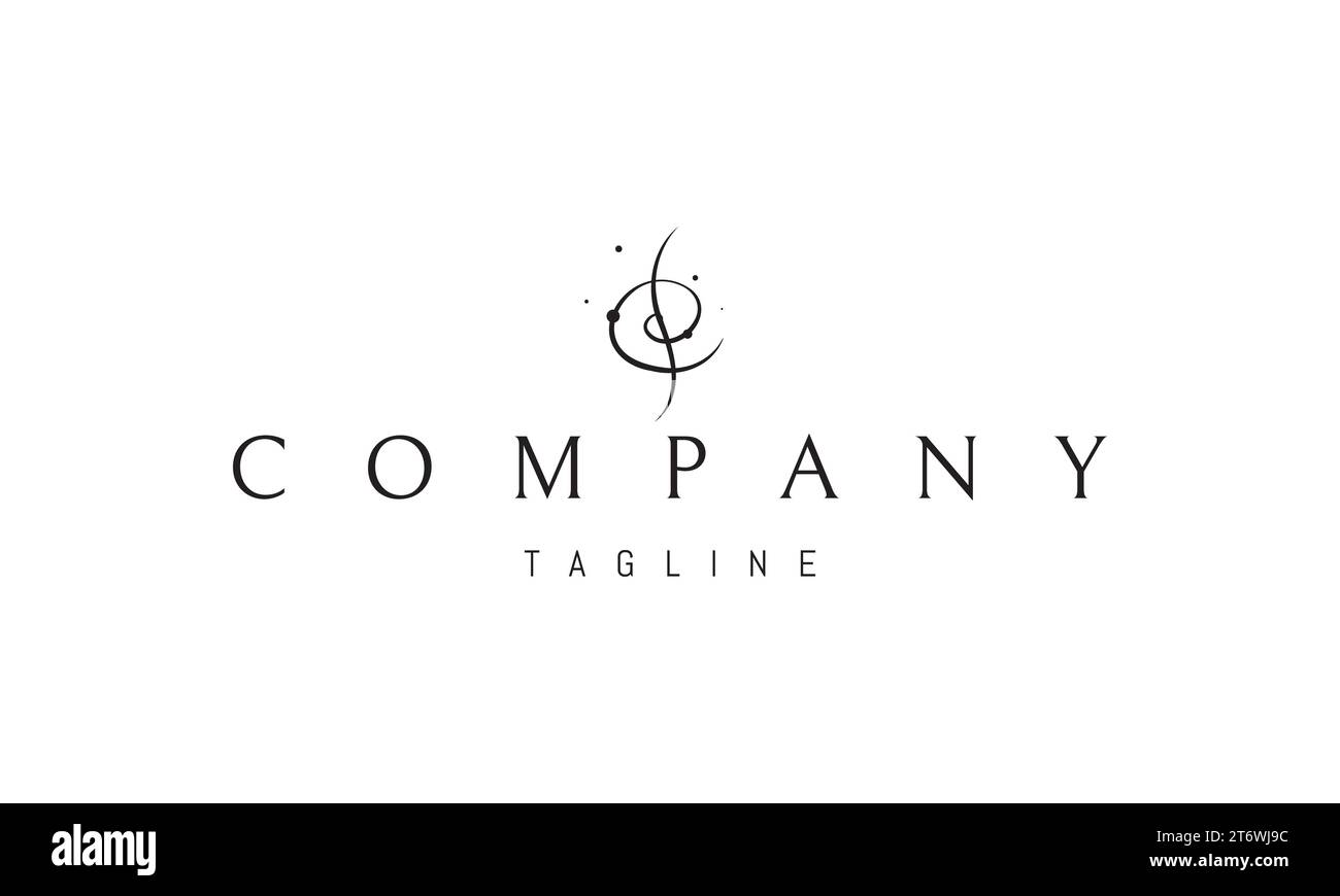 Vector logo with an abstract image of a treble clef in a linear style ...