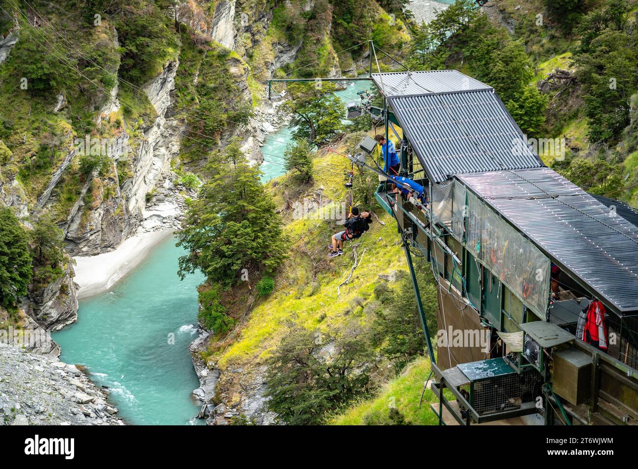 Queenstown, New Zealand - Shotover Canyon Swing bungy jumping Stock ...