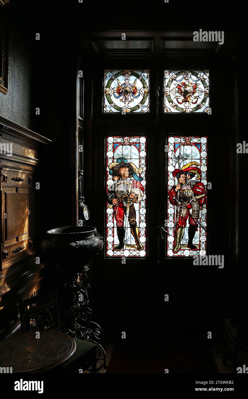 Stained glass windows, Peleş Castle, Sinaia, Prahova County, Romania ...