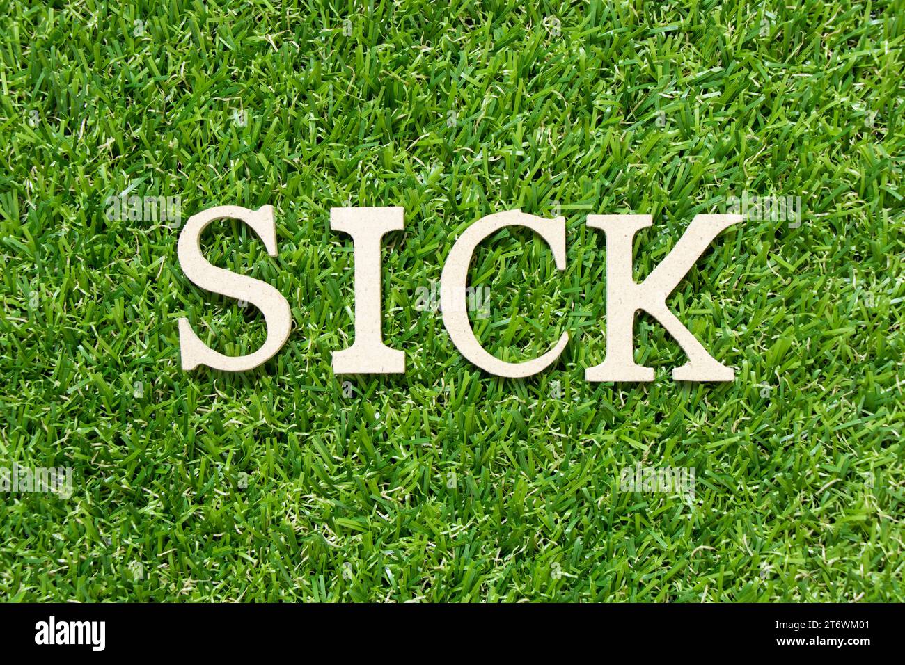 Wood letter in word sick on green grass background Stock Photo - Alamy