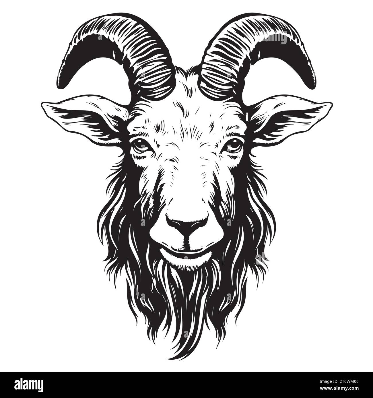 Goat head animal sketch hand drawn Vector illustration,farm animals ...