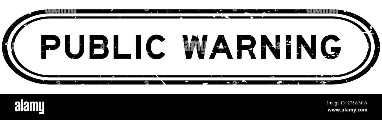 Grunge black public warning word rubber seal stamp on white background ...