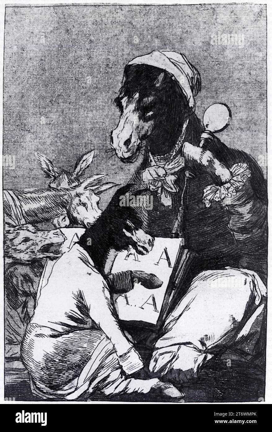 Goya. Les caprices. Si sabra mas el discipulo. Estampe. 1799 Stock ... Goya. Les caprices. Si sabra mas el discipulo. Estampe. 1799 Stock ...
