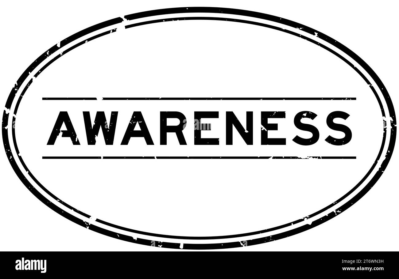 Grunge black awareness word oval rubber seal stamp on white background ...