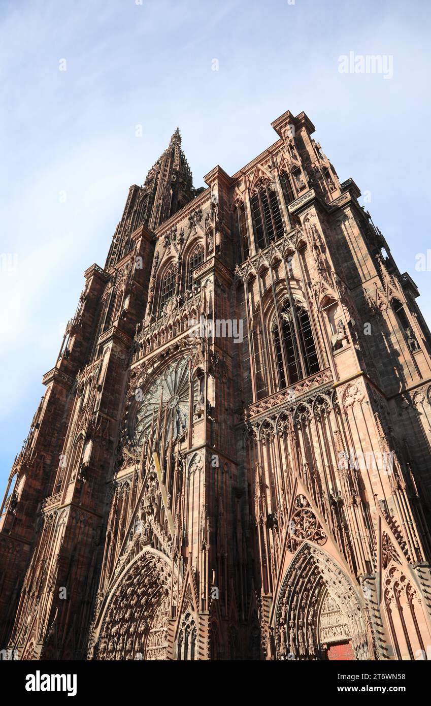 Ancient Strasbourg cathedral with the characteristic of having only one ...