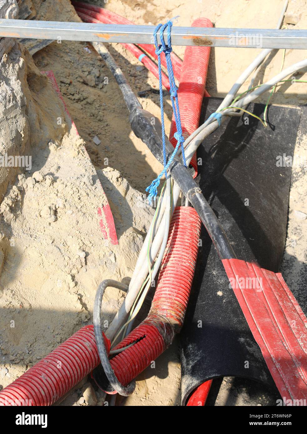 electrical junction between high voltage electrical cables inside the ...