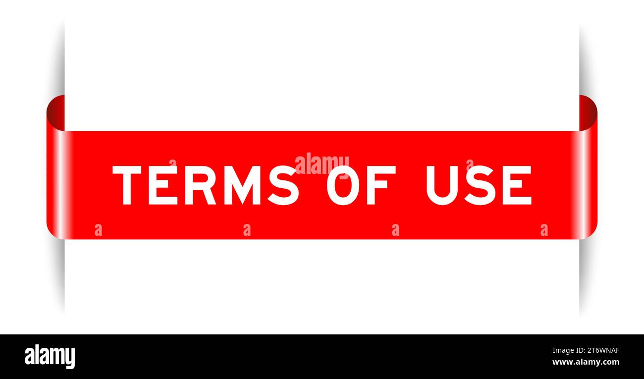 Red color inserted label banner with word terms of use on white ...