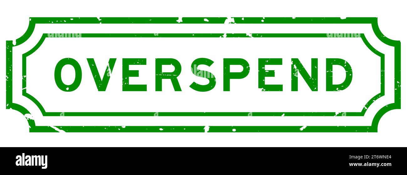 Grunge green overspend word rubber seal stamp on white background Stock ...