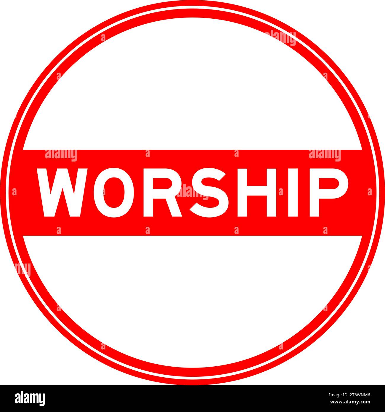 Red color round seal sticker in word worship on white background Stock ...