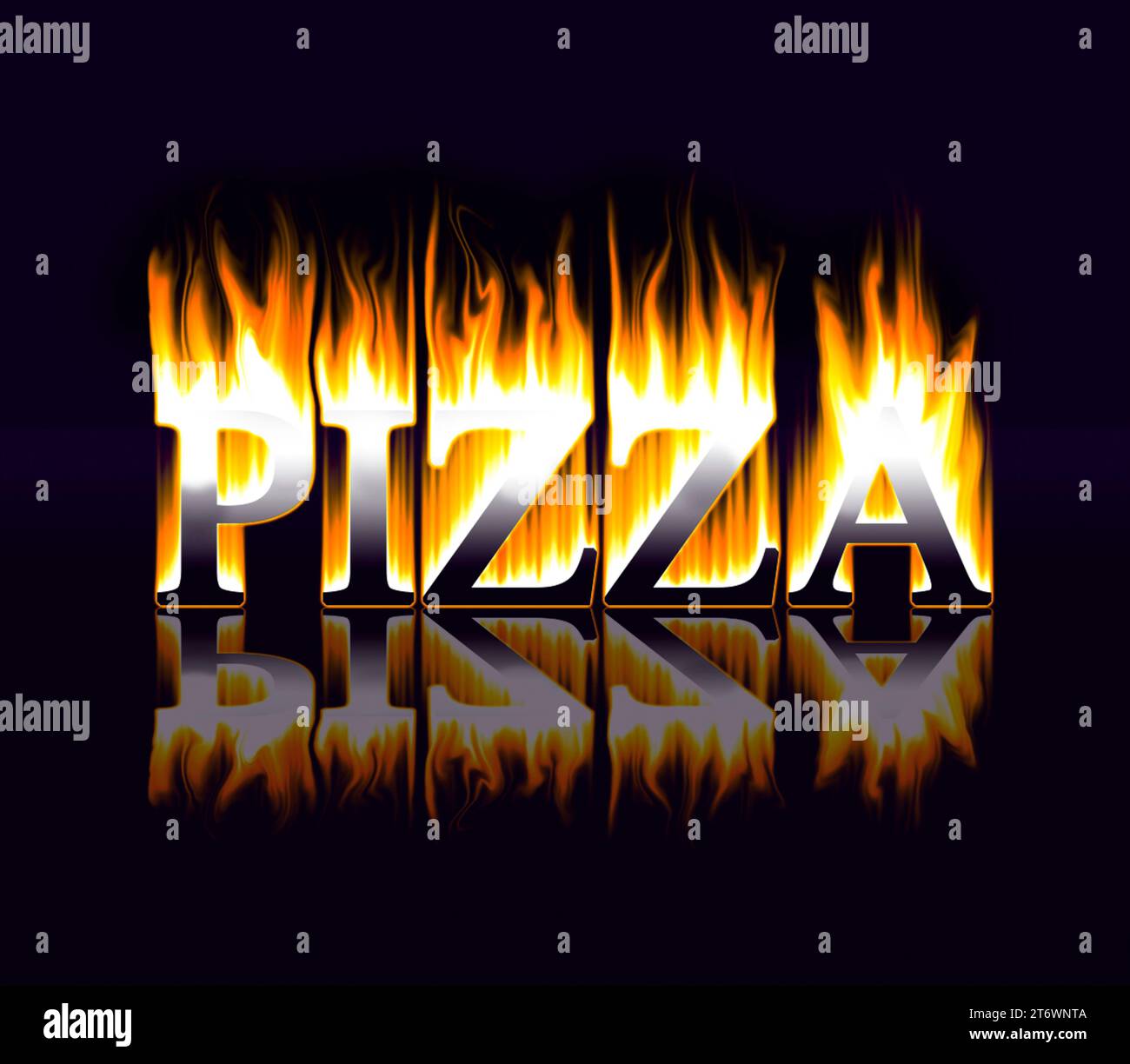 Pizza sign on fire Stock Photo - Alamy