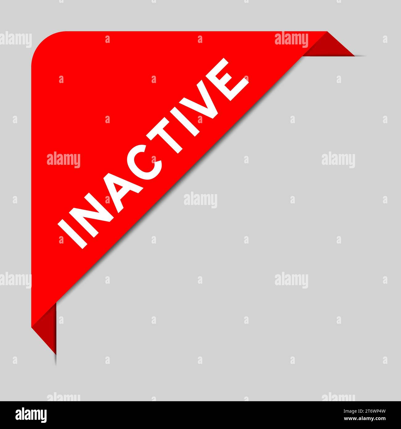 Red color of corner label banner with word inactive on gray background ...