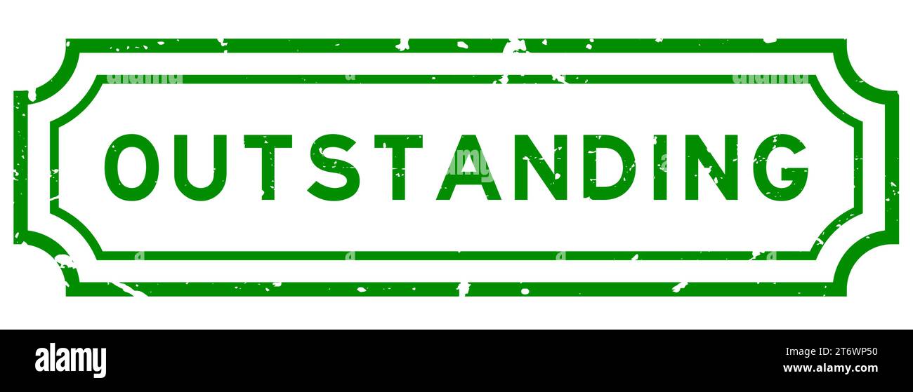 Grunge green outstanding word rubber seal stamp on white background ...