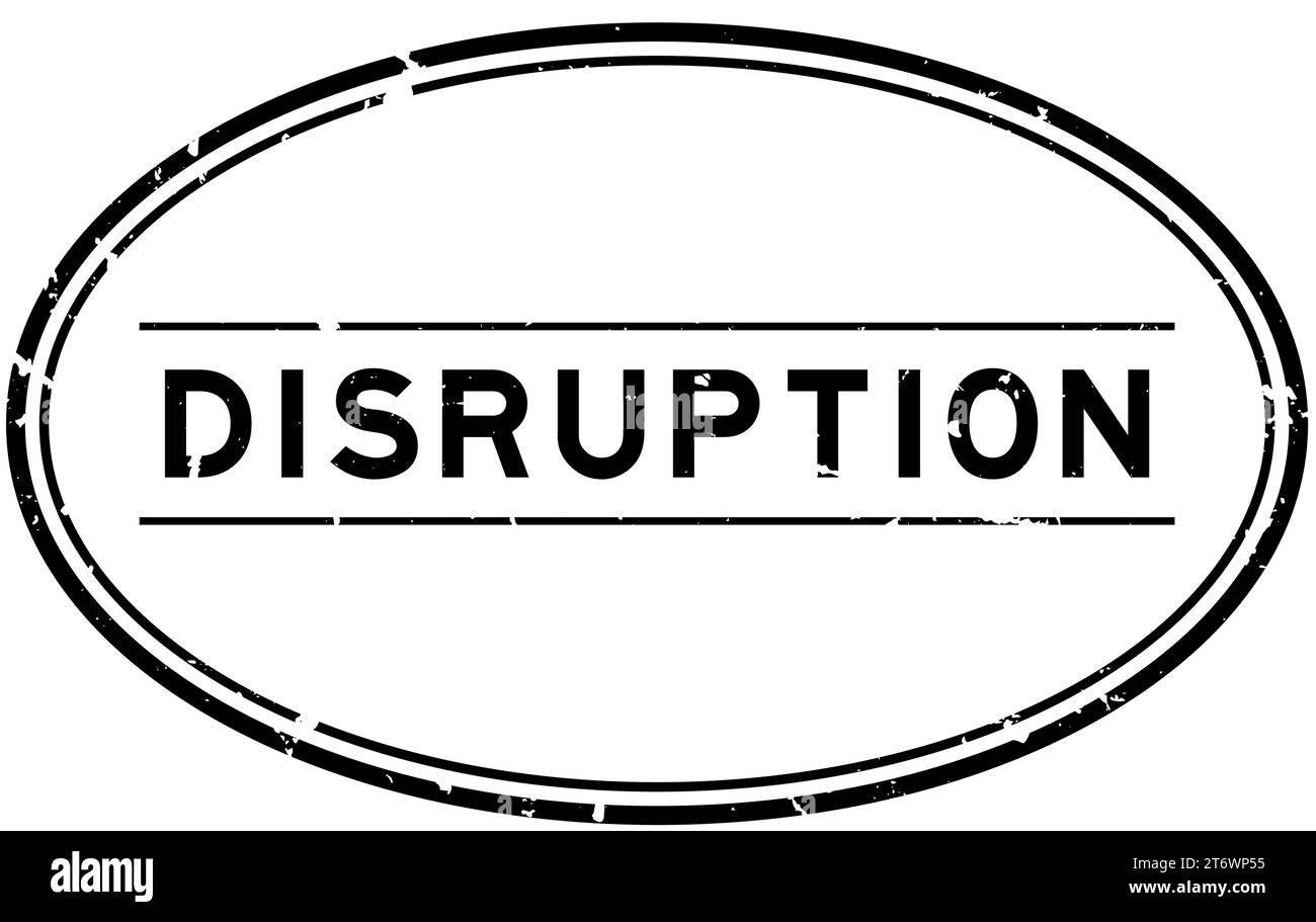 Grunge black disruption word oval rubber seal stamp on white background ...