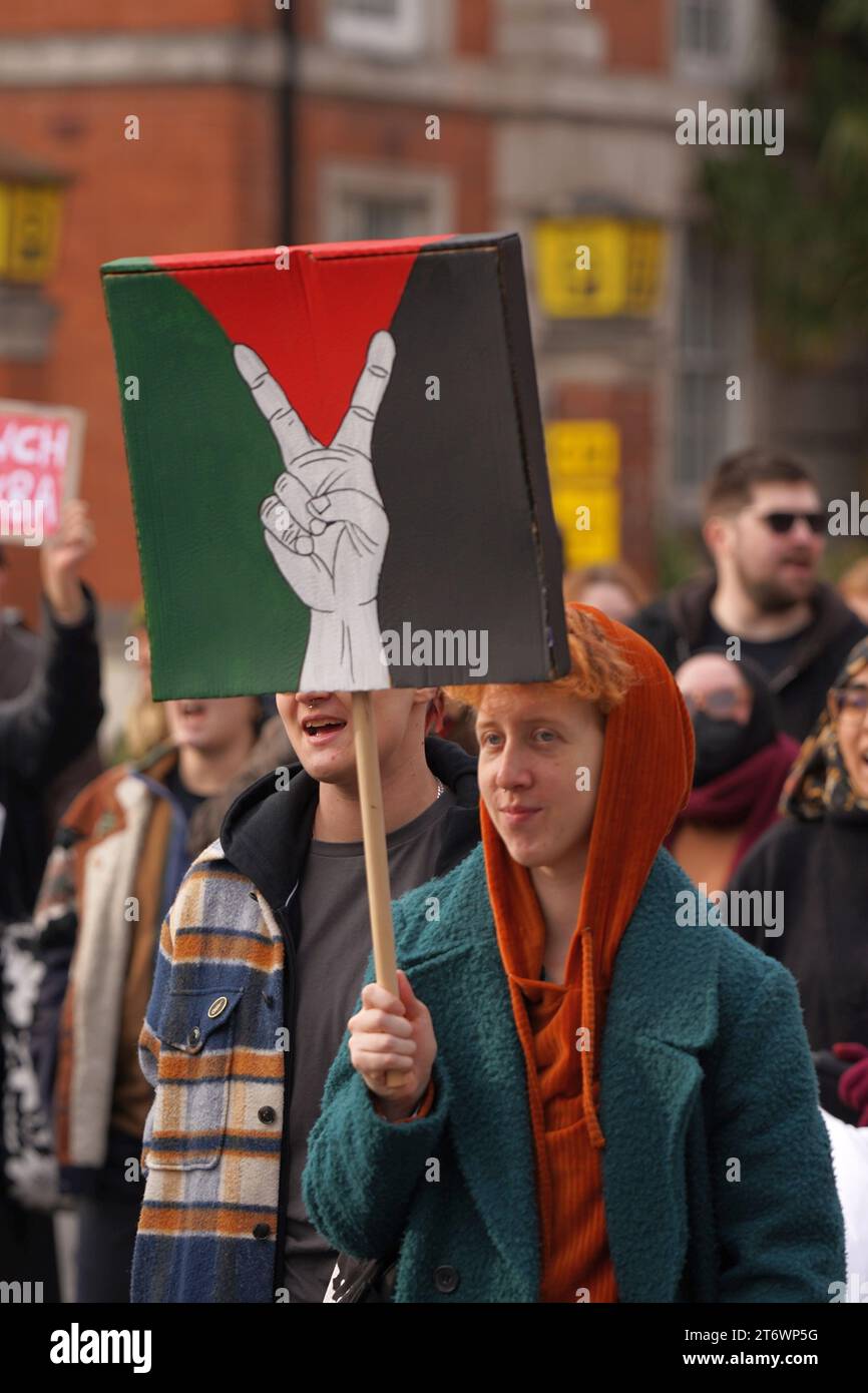 White female protestor at the Pro Palestine March in Cardiff City ...