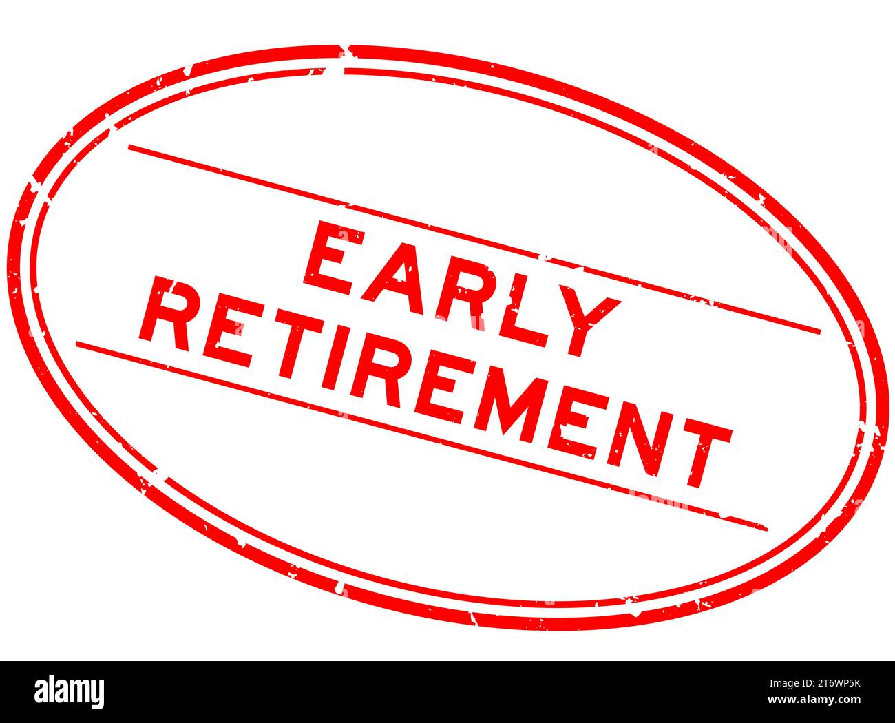 Grunge red early retirement word oval rubber stamp in white background ...