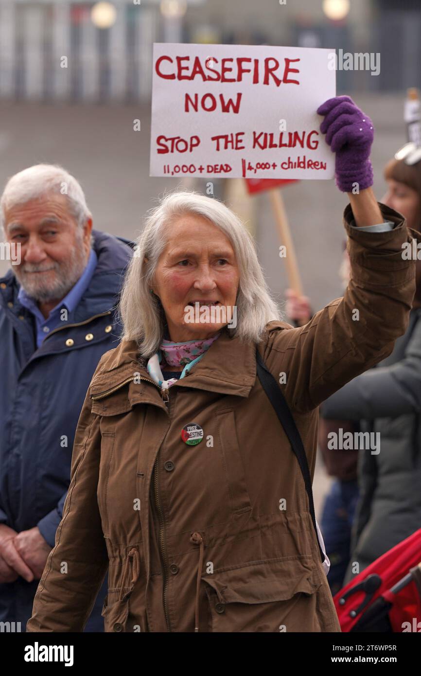 White female protestor at the Pro Palestine March in Cardiff City ...
