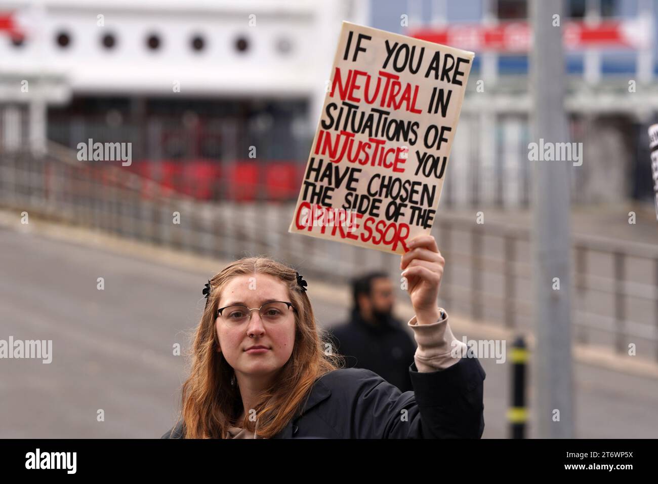 White female protestor at the Pro Palestine March in Cardiff City ...