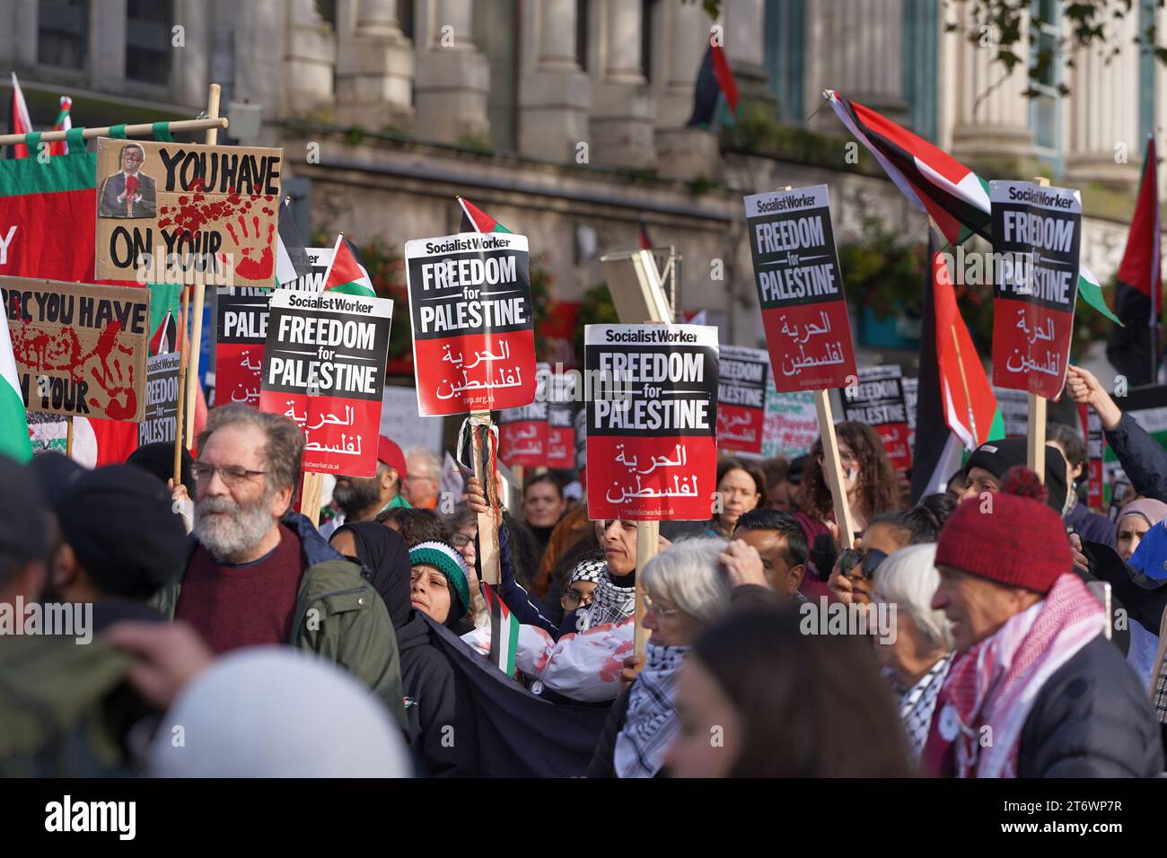 Protesters at the Pro Palestine March in Cardiff City Centre, Saturday ...