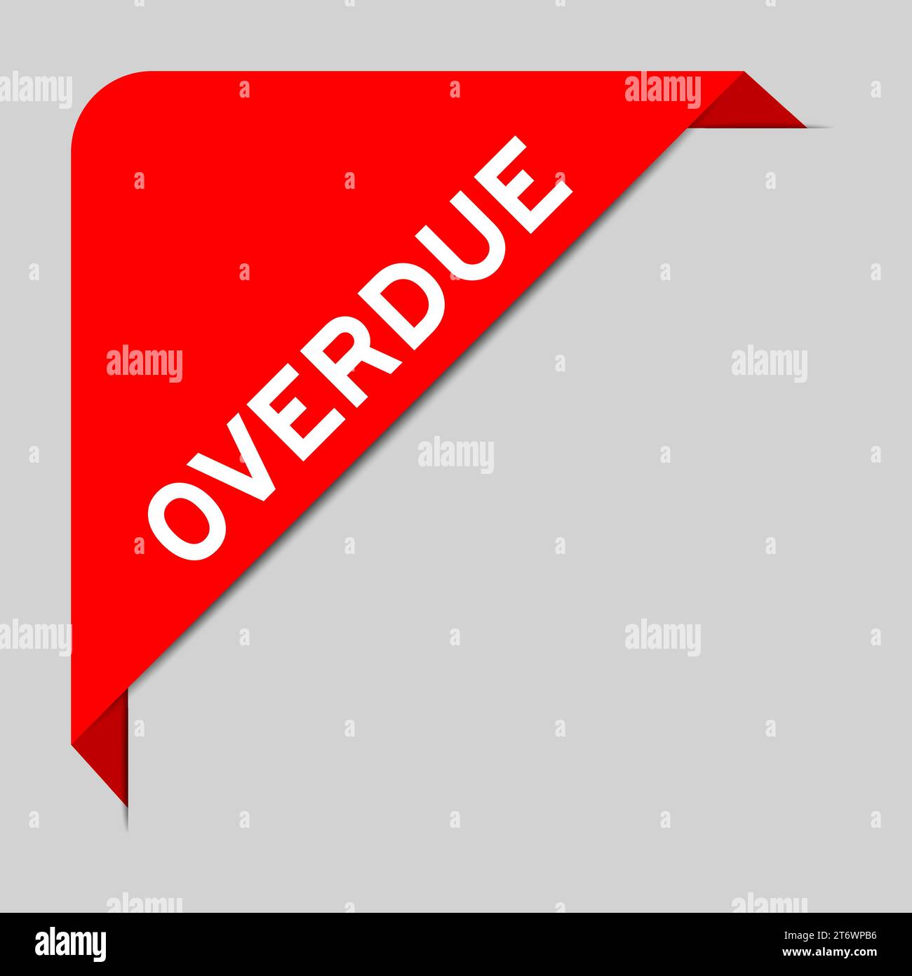 Red color of corner label banner with word overdue on gray background ...