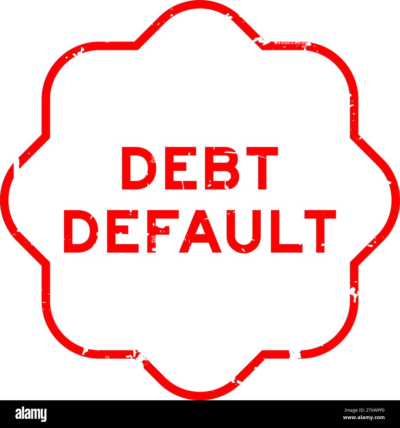 Grunge red debt default word rubber seal stamp on white background ...