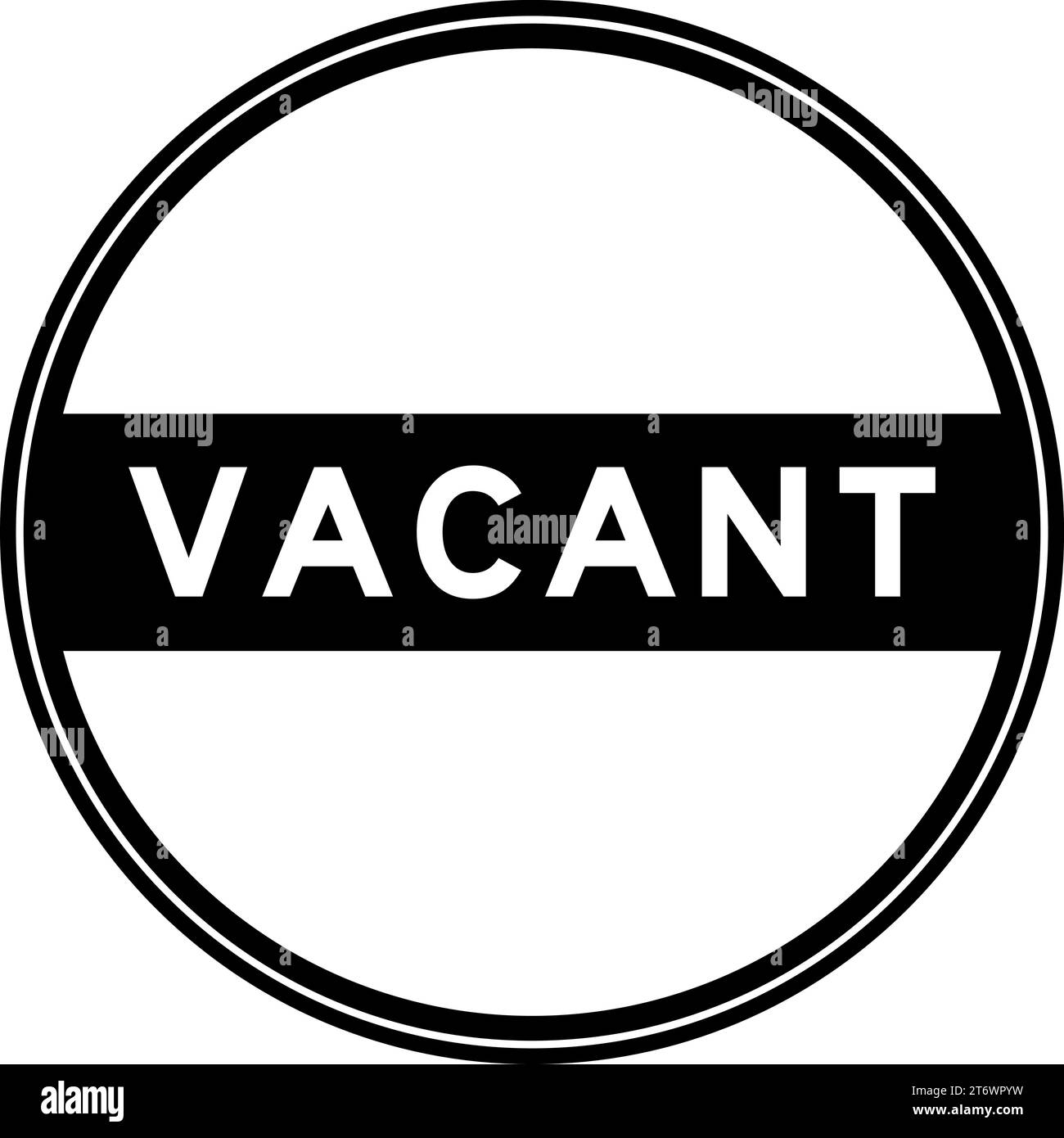 Black color round seal sticker in word vacant on white background Stock ...