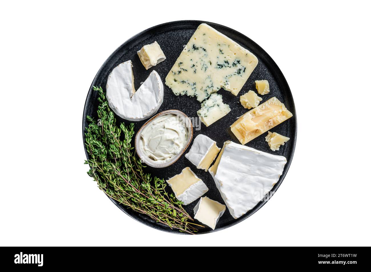 French Cheese plate. Camembert, Brie, Gorgonzola and blue cream cheese ...