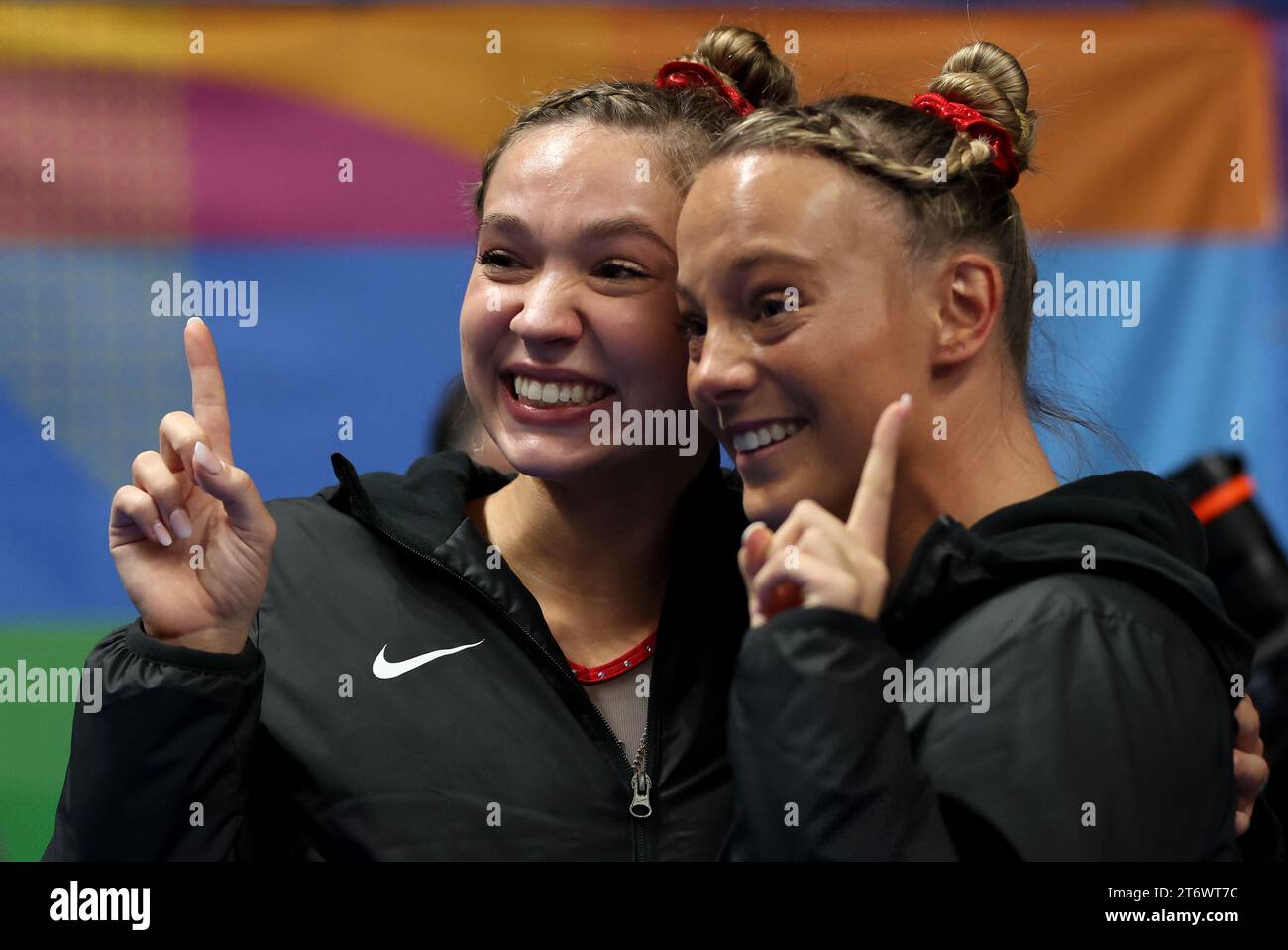 USA’s Nicole Ahsinger and Cheyenne Sarah Webster celebrate winning Gold ...