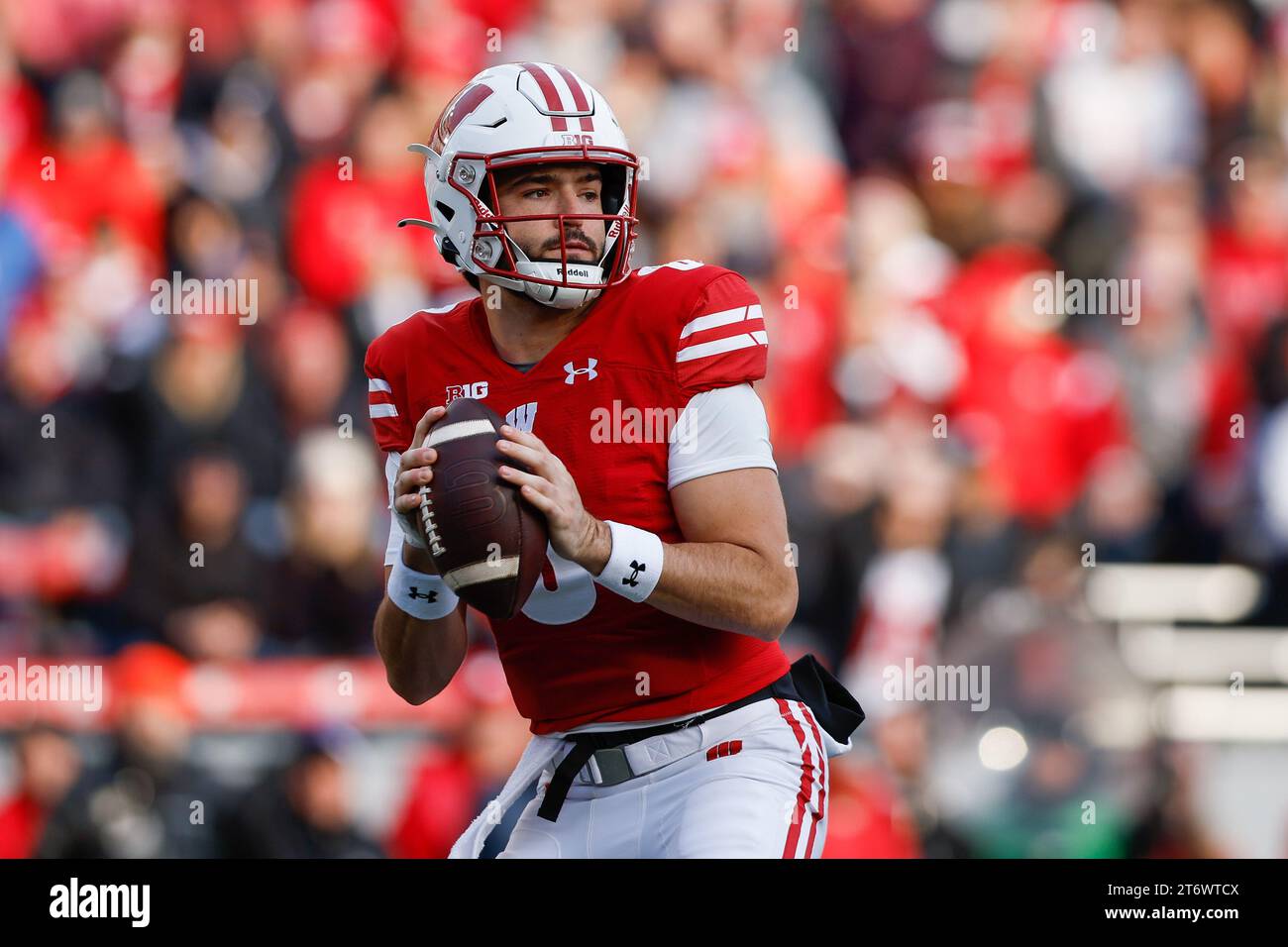 November 11, 2023: Wisconsin Badgers quarterback Tanner Mordecai (8 ...