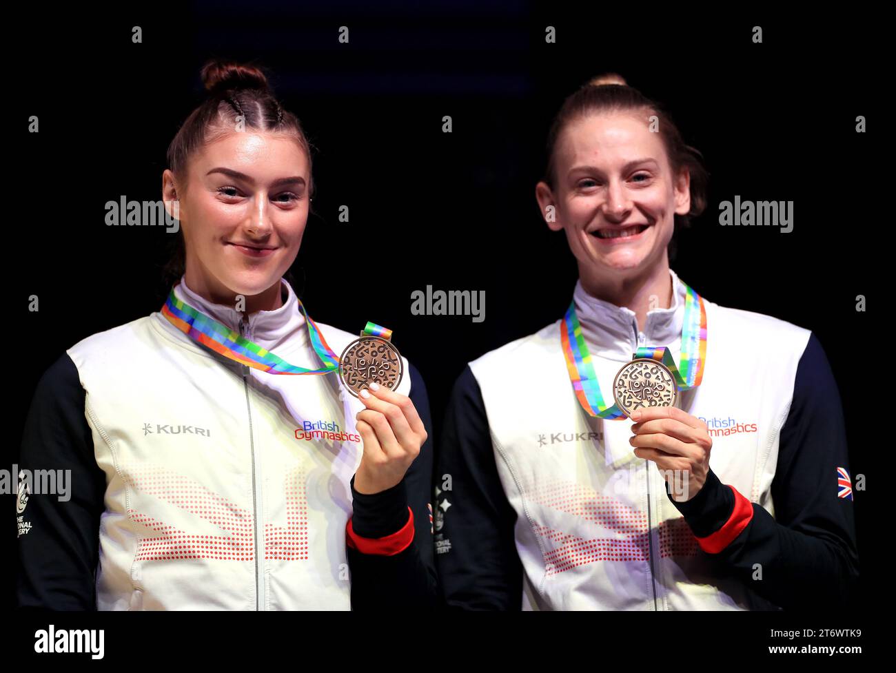 Great Britain’s Isabelle Songhurst and Bryony Page pose with their ...