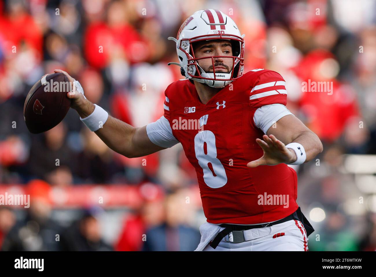November 11, 2023: Wisconsin Badgers quarterback Tanner Mordecai (8 ...