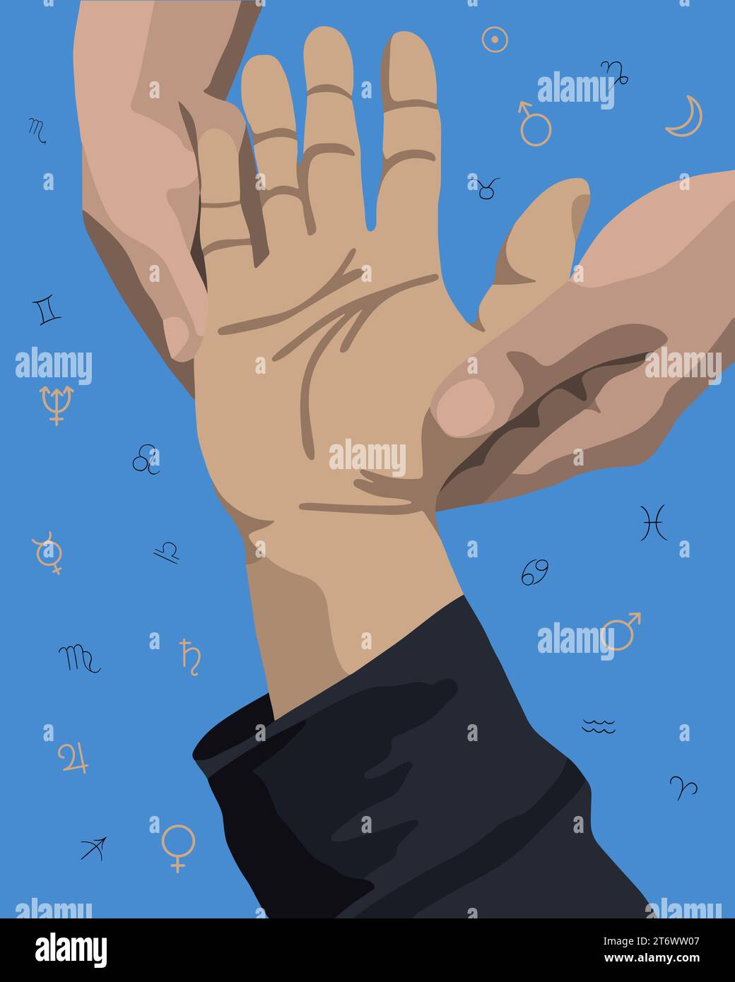 Vector isolated illustration of life line reading. Palmistry. Foresight ...