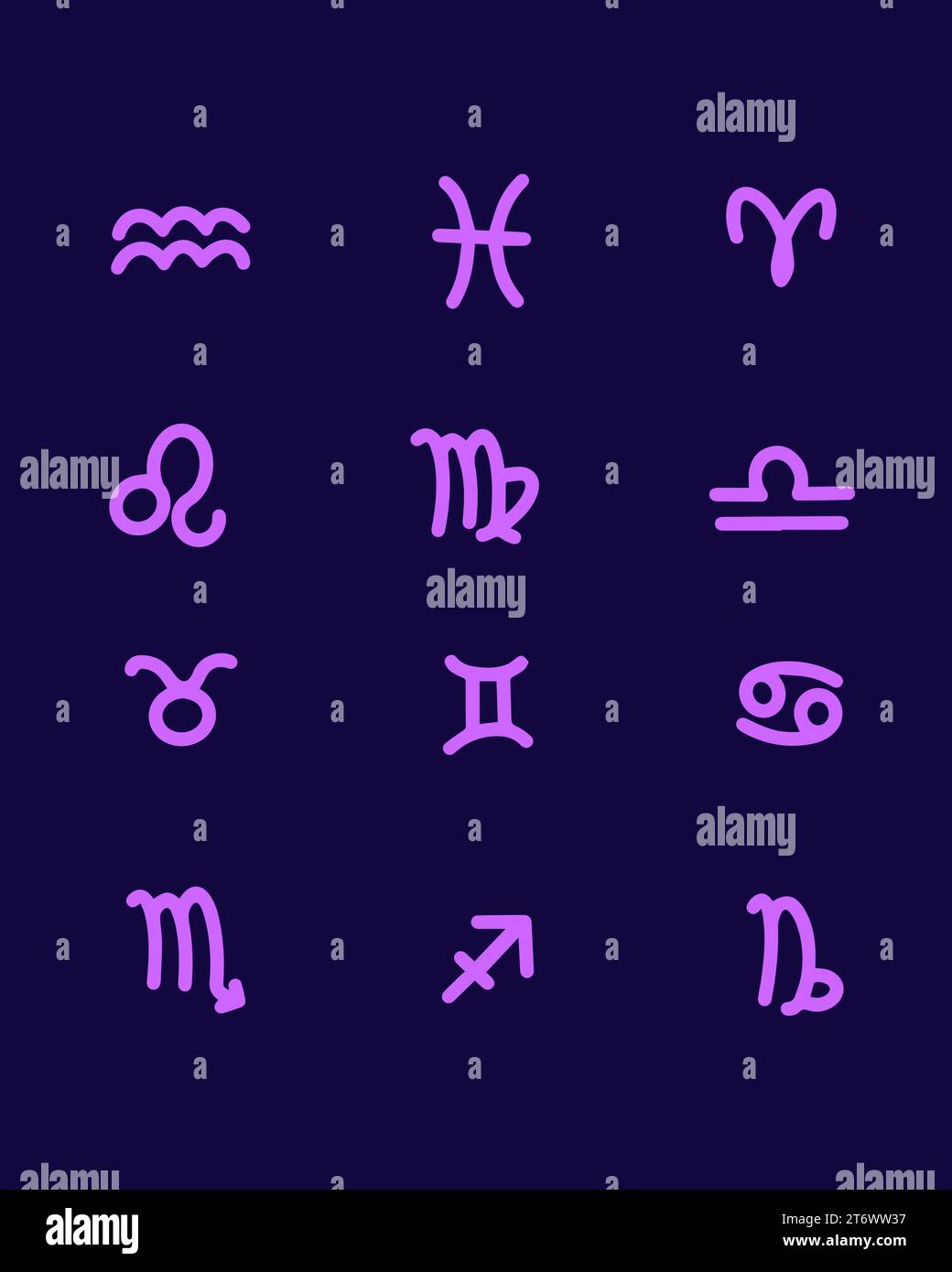 Vector isolated illustration of a set of zodiac signs. Astrological ...