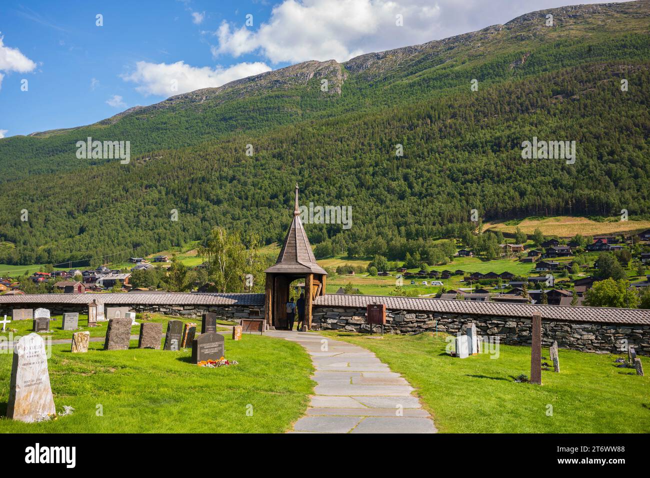 Lom, Norway, June 25, 2023: The Lom Stave Church is one of the largest ...
