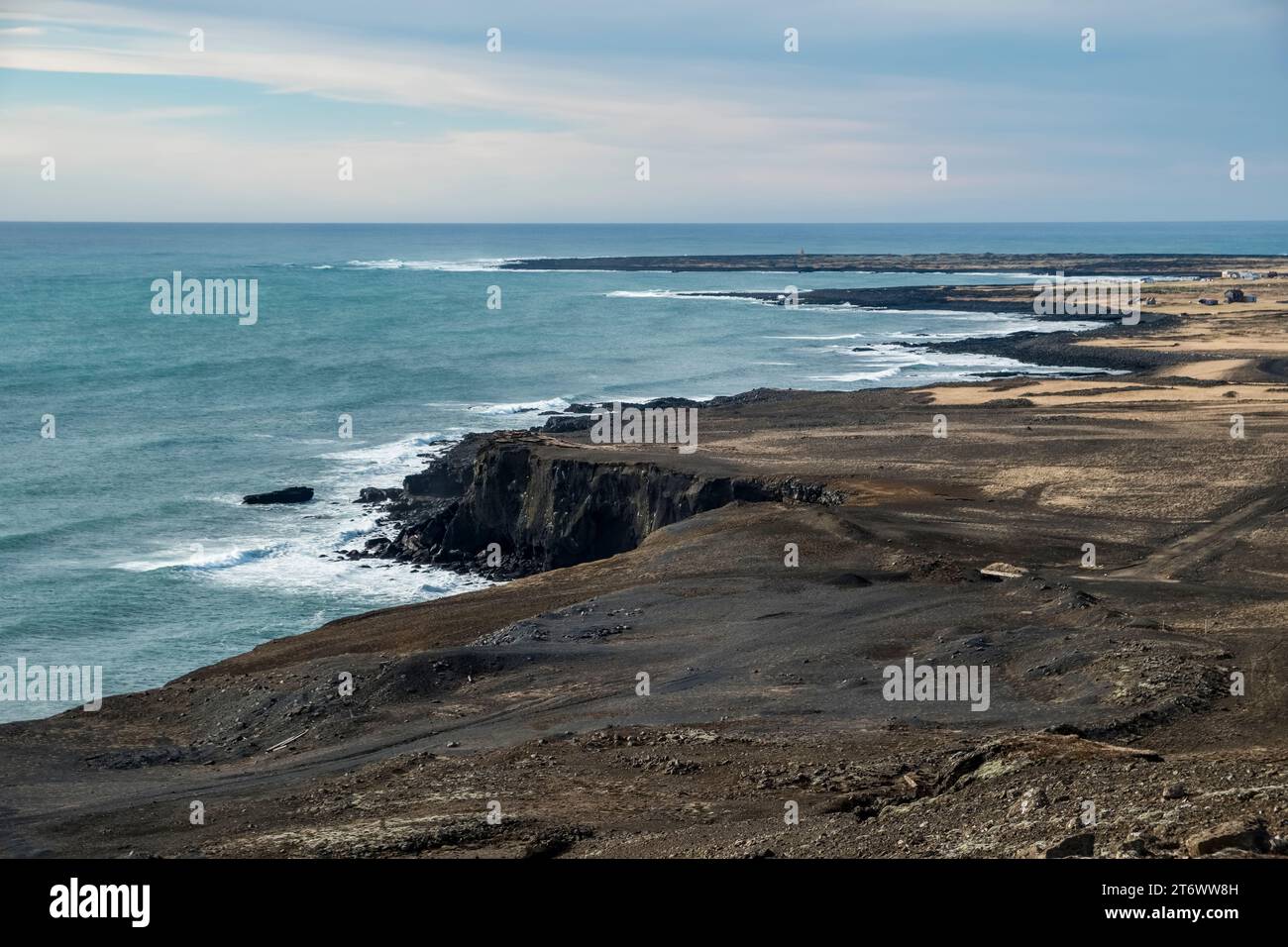 The harsh and wild SW coast of Iceland near the town of Grindavik ...