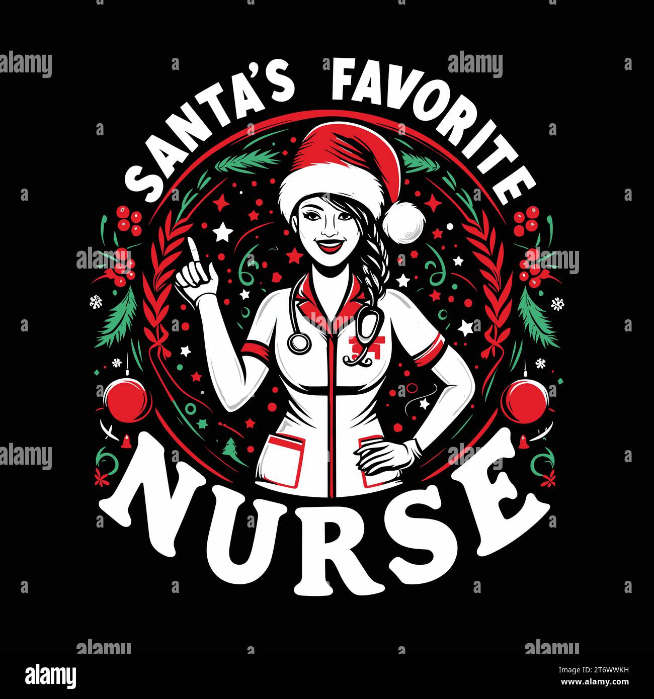 Santa's Favorite Nurse T-shirt Design Vector Stock Vector Image & Art ...