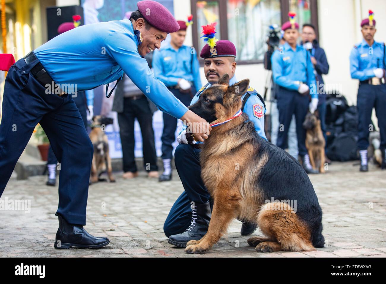 A police dog named Tiger receives a dog of the year medal during Kukkur ...