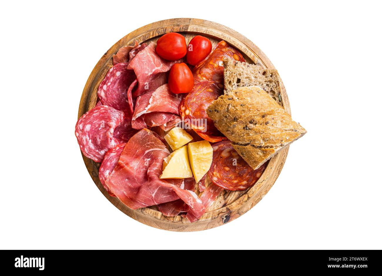 Cold meat plate, charcuterie traditional Spanish tapas on a wooden ...