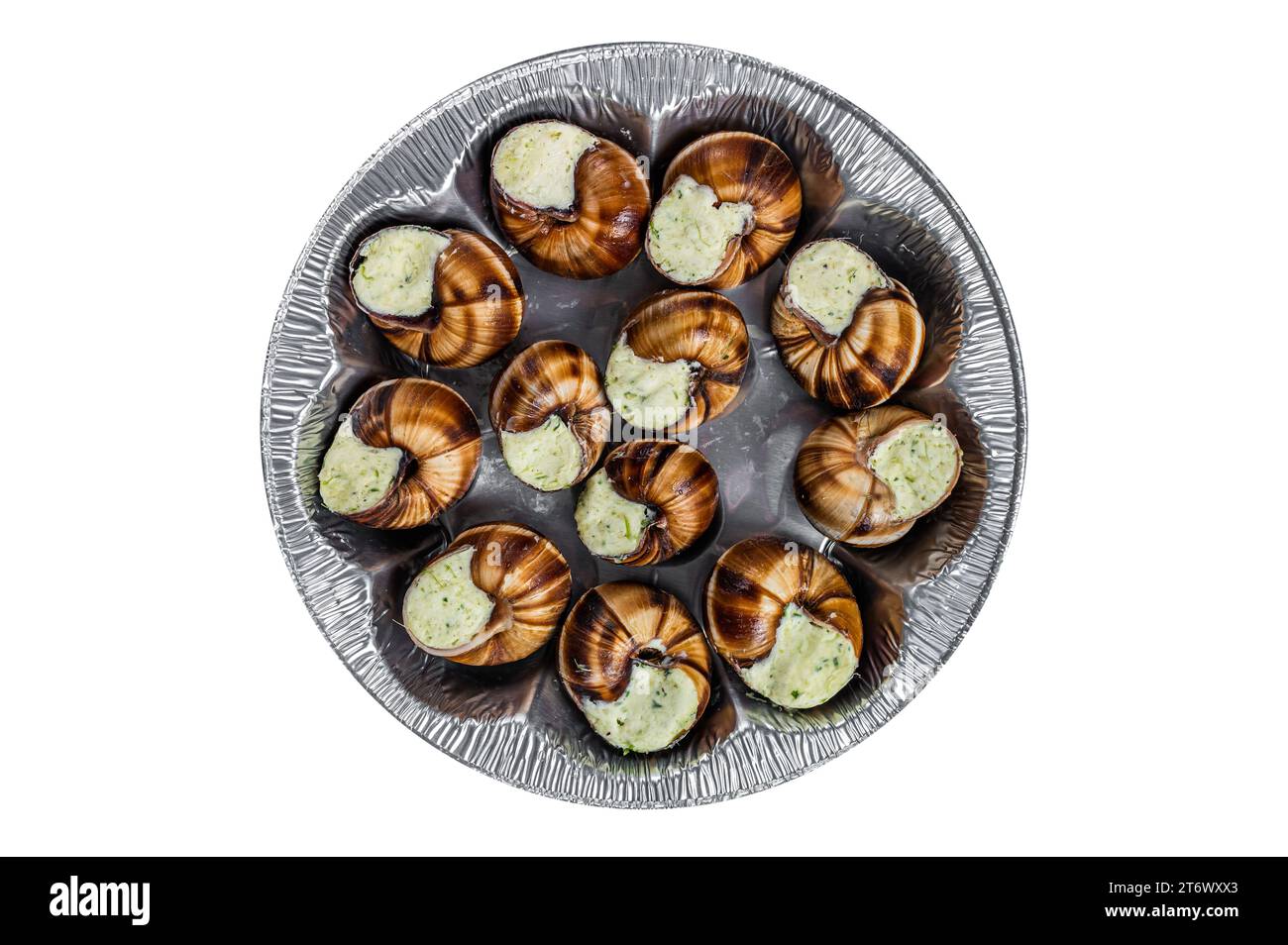 Bourgogne Escargot Snails with garlic butter. Isolated, white ...