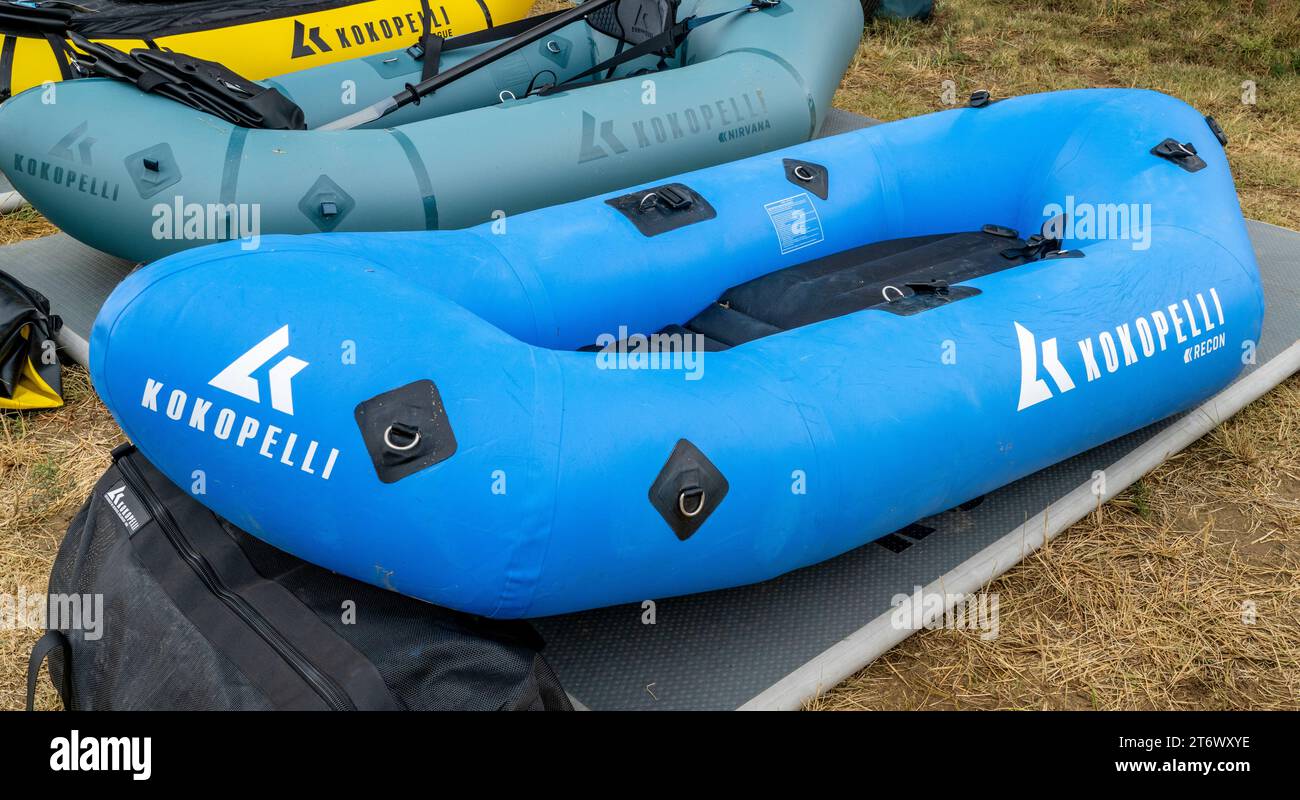 Loveland, CO, USA - August 26, 2023: Kokopelli inflatable packrafts ...